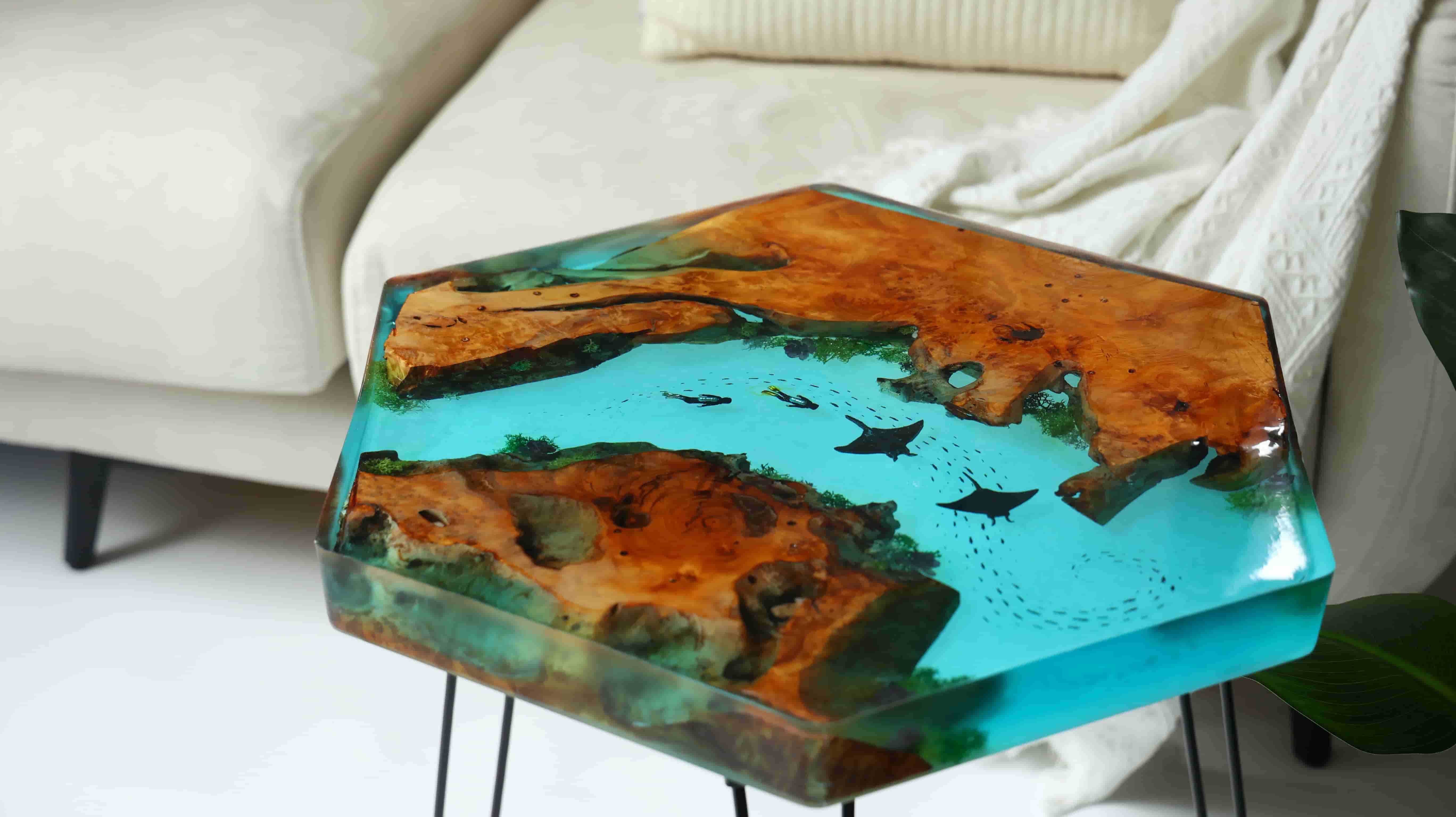 How to Make Underwater Diorama Hexagon Resin Table – Let's Resin