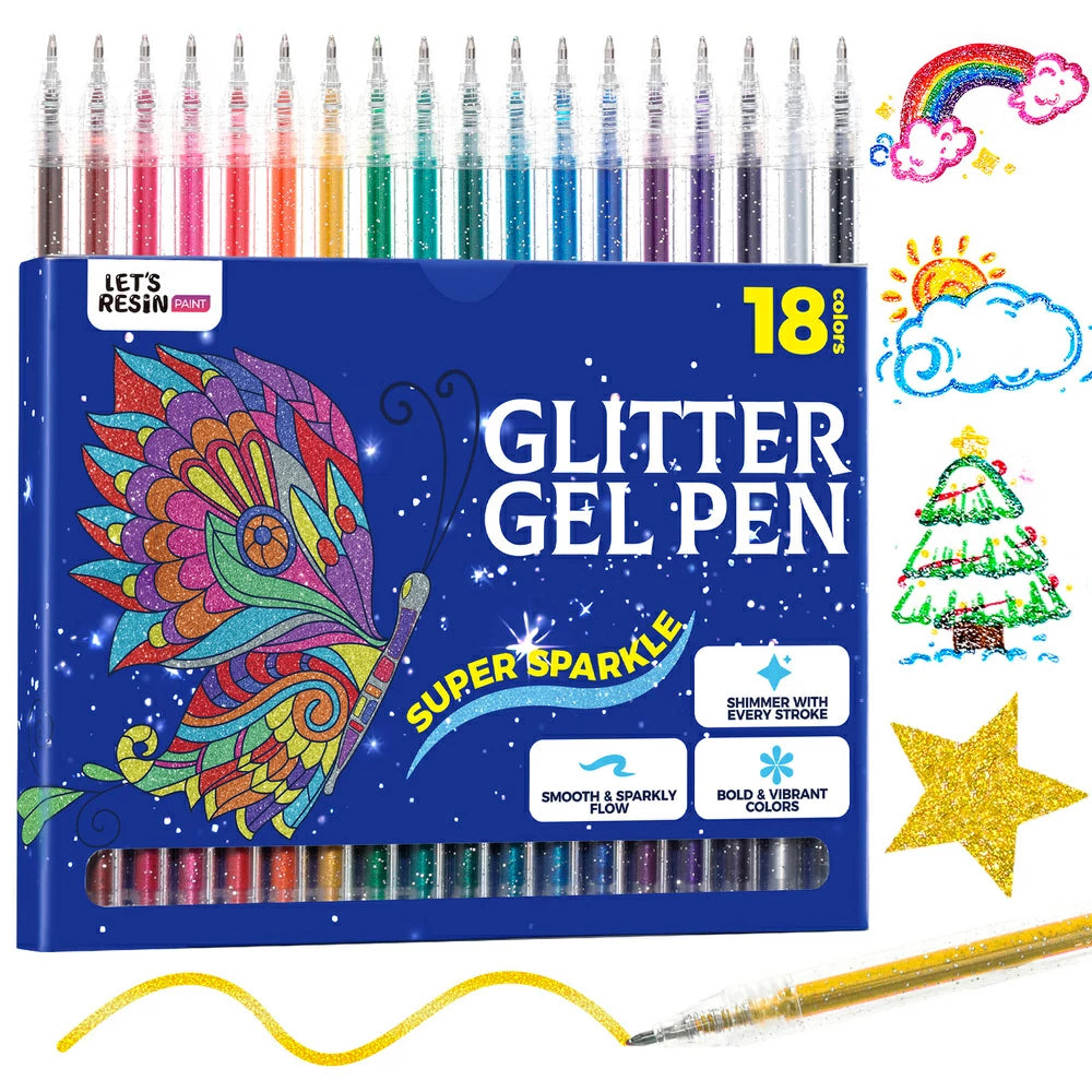 18 Colors Retractable Glitter Gel Pen Let s Resin 18 Colors Retractable Glitter Gel Pen Let s Resin