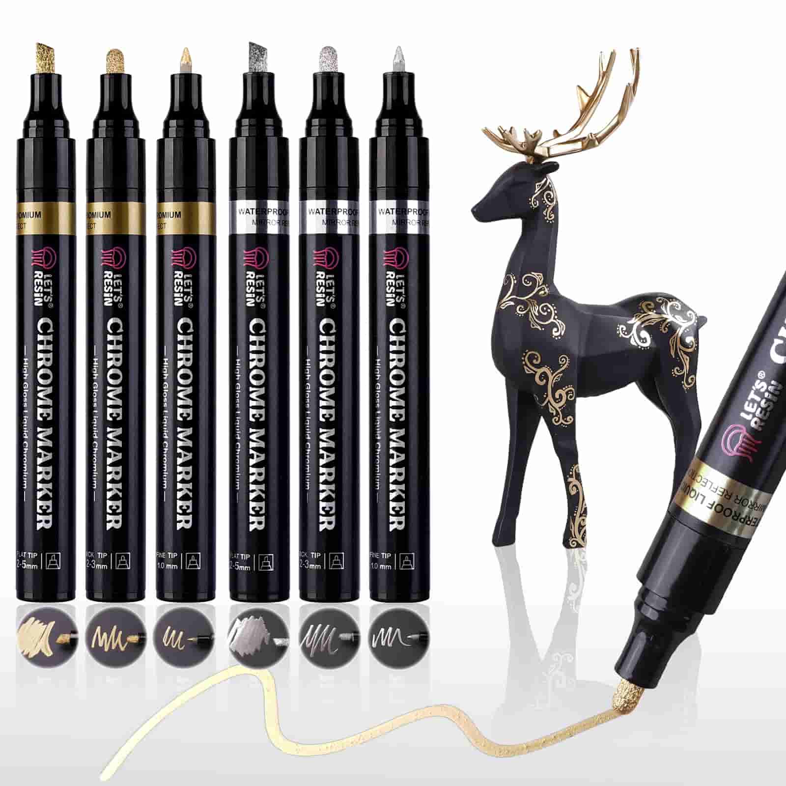 Mirror Chrome Paint Marker Set – 3 Tip Sizes, Gold & Silver – Let's Resin