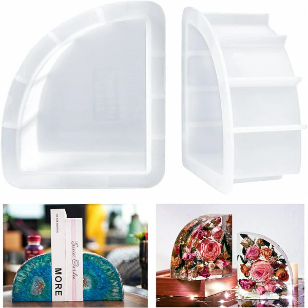 LET'S RESIN Bookends Resin Molds, 1 Pair Geode Book Organize Resin ...