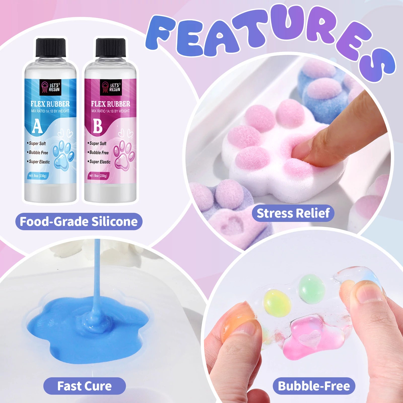 Liquid Super Soft Silicone Rubber for Taba Squishy Maker Cat Paw Molds ...