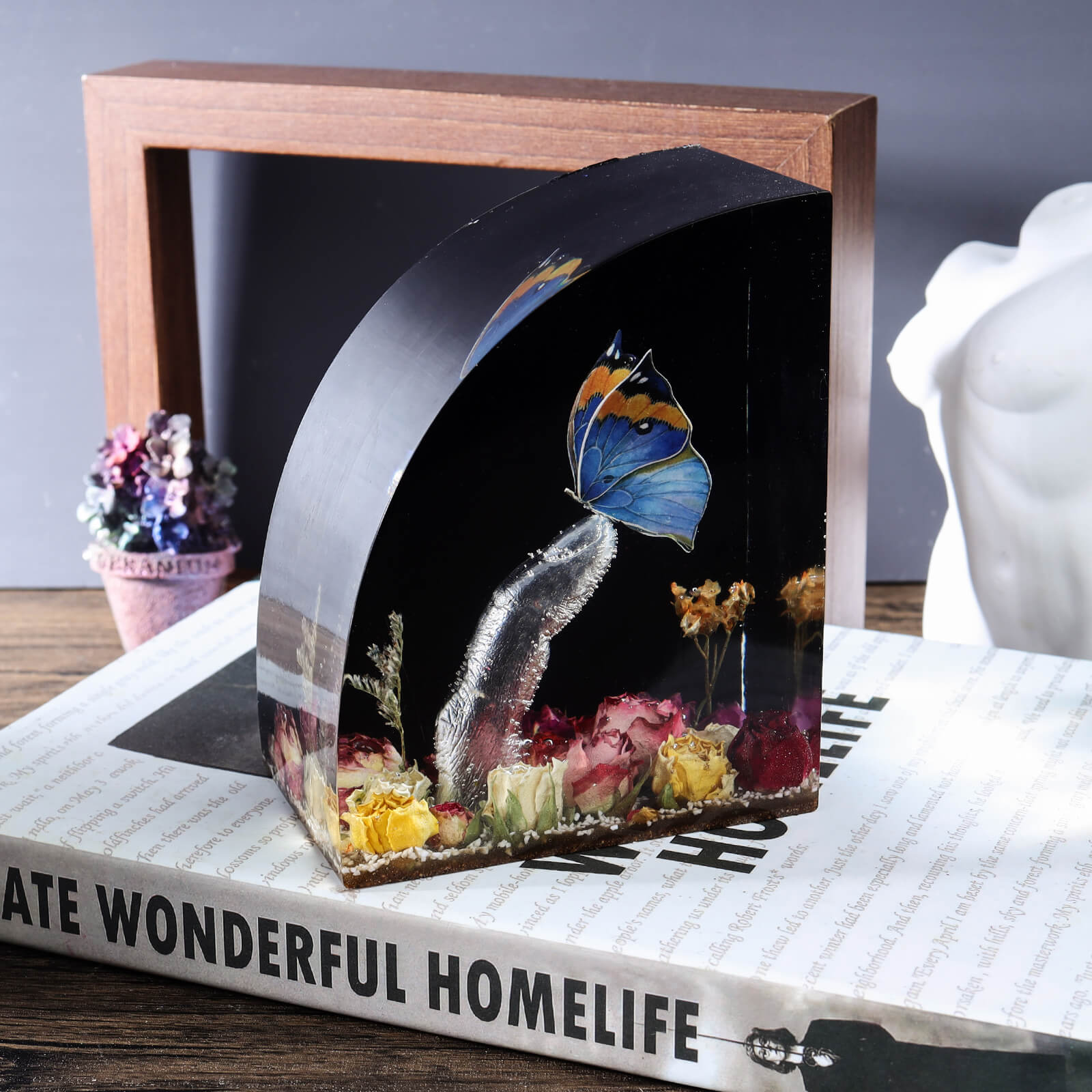 LET'S RESIN Bookends Resin Molds, 1 Pair Geode Book Organize Resin ...