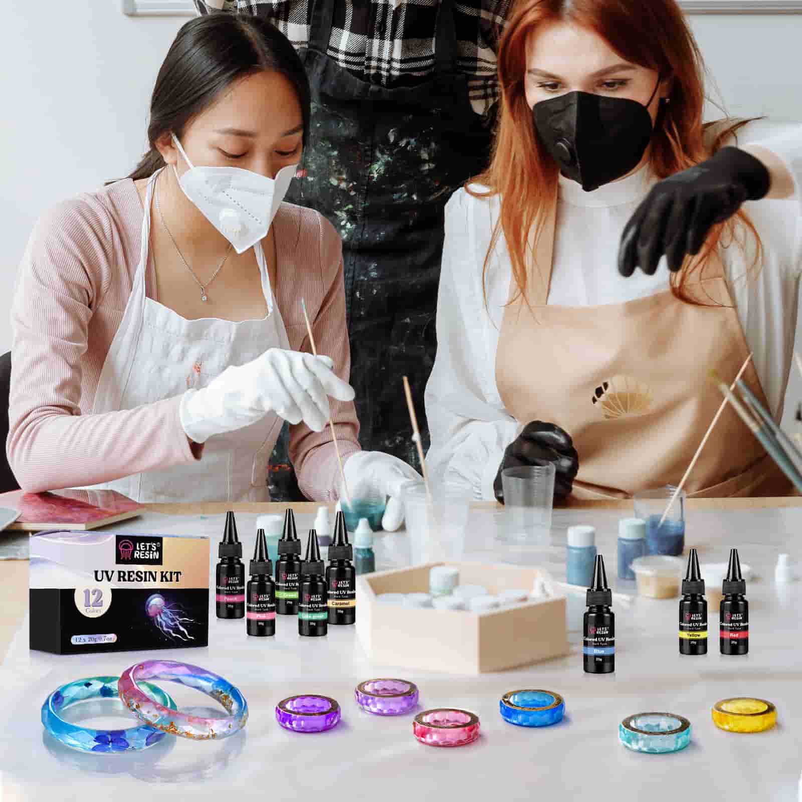 Colorful UV Resin Kit Epoxy Clear for Crafts Jewelry Making Decoration ...